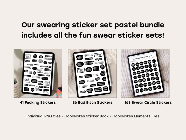 Swear Word Stickers Bundle: Black and White Profanity (240 Pngs ...