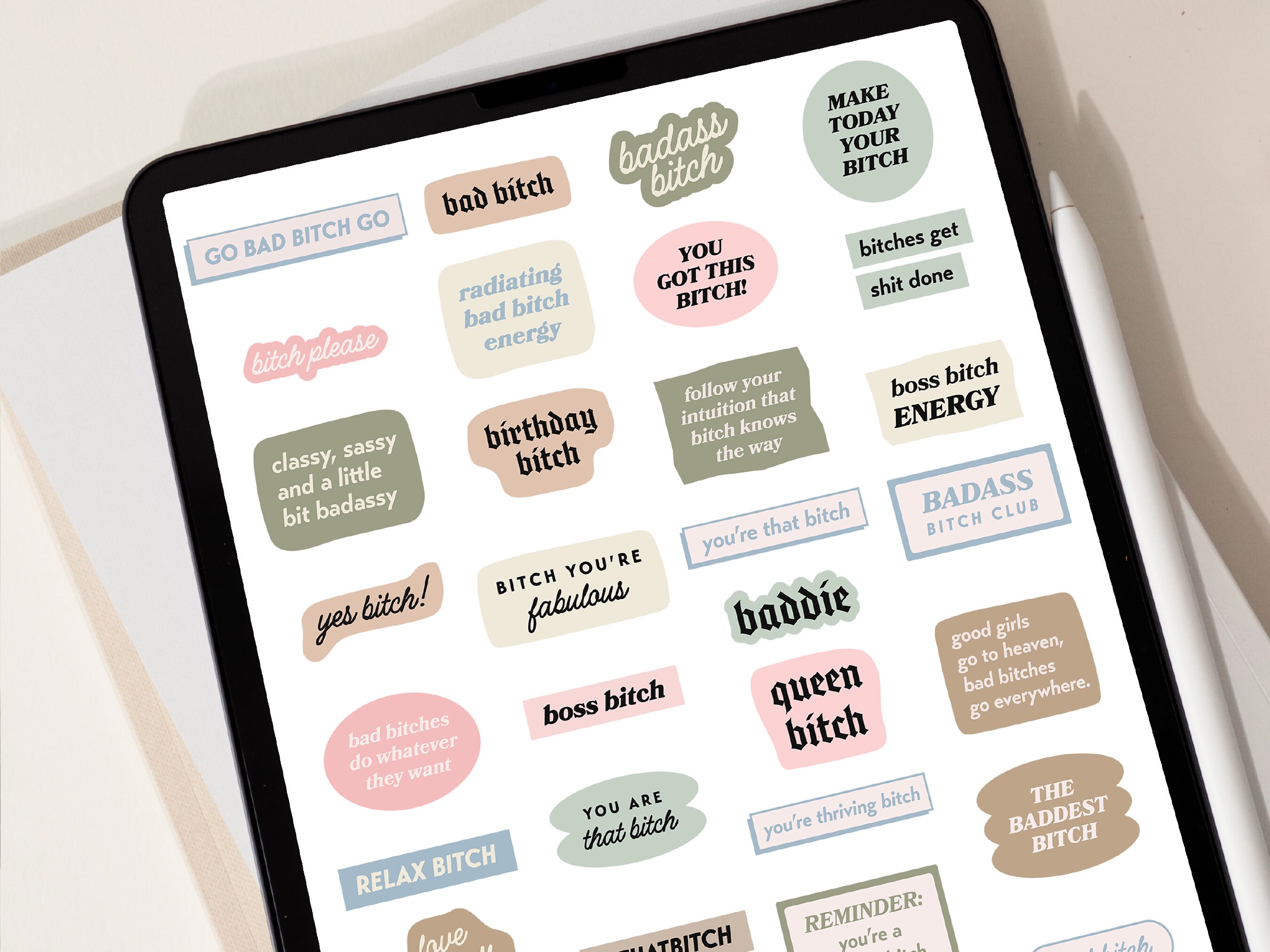 Bad Bitch Energy Swearing Stickers for Goodnotes Precropped PNG ...