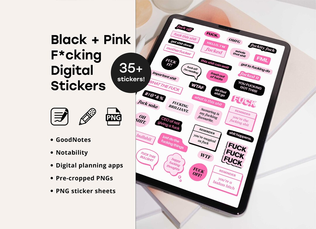Profanity Fucking Swearing Profanity Sticker Set in Black and Pink ...