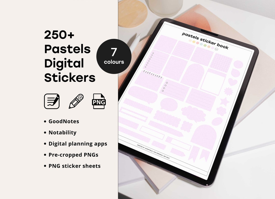 Set of 265 Sticky Notes Digital Sticker Bundle for Goodnotes ...