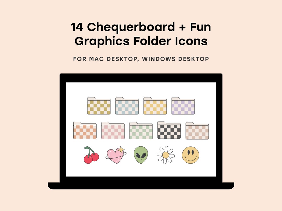 Pastel Checkered Desktop Folders for Mac and Windows Desktop ...