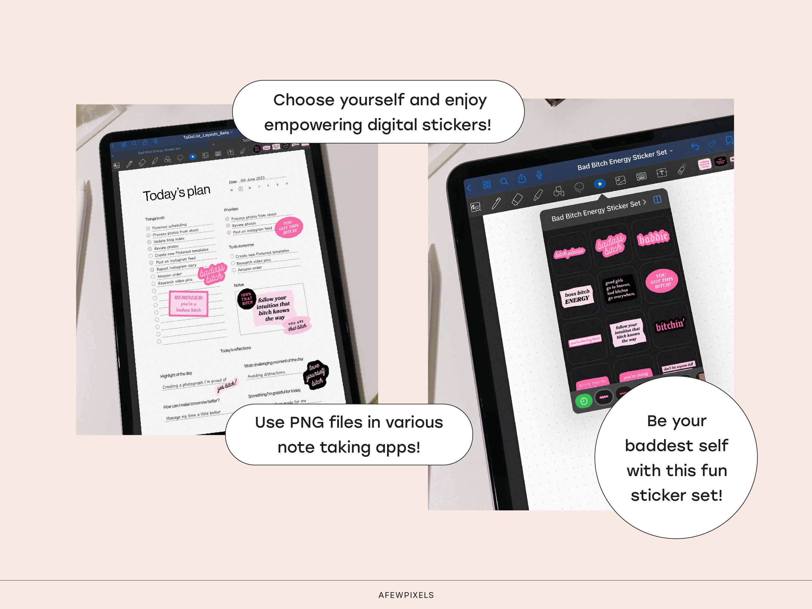 Set of 36 Profanity Bad Bitch Swear Digital Planner Stickers for ...