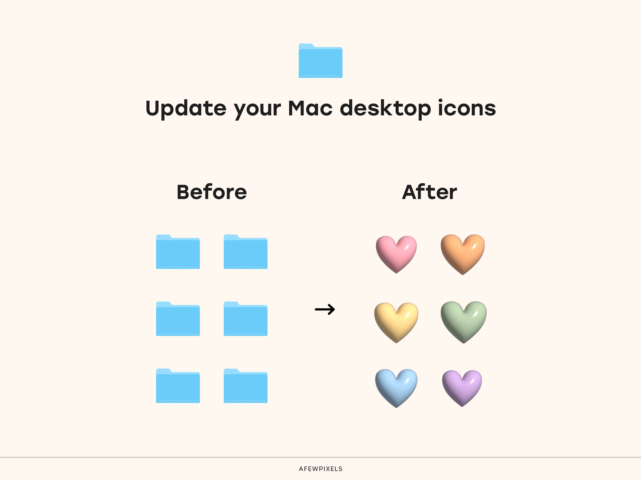 Colorful Heart Desktop Folder Icon Set for Mac and Windows Desktop ...