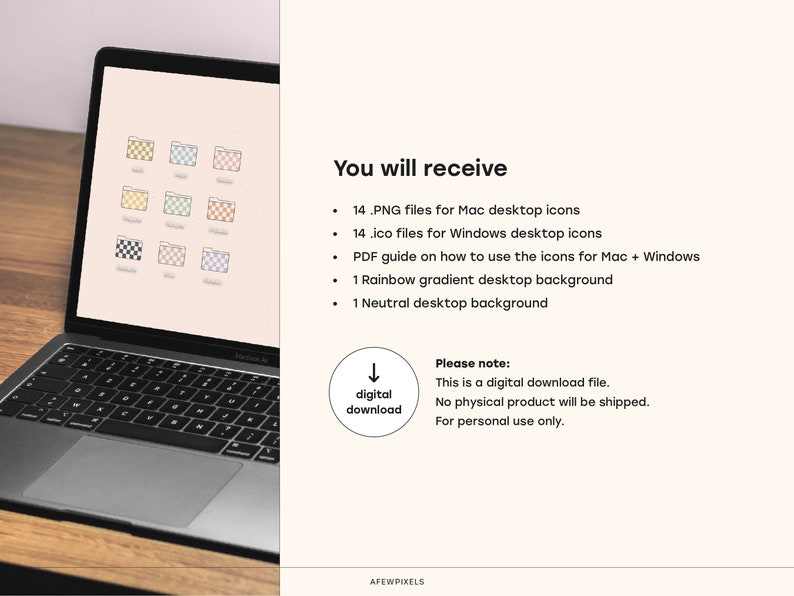 Pastel Checkered Desktop Folders for Mac and Windows Desktop ...