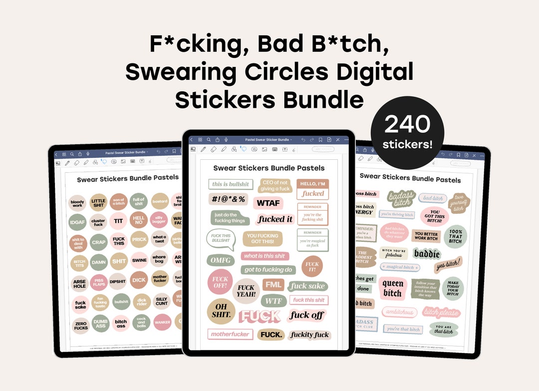 240 Digital Swearing Sticker Bundle, Precropped Pngs, Goodnotes ...