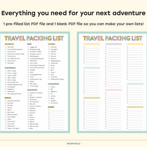 Travel Packing Checklist - Printable PDF, Goodnotes, Notability Digital ...