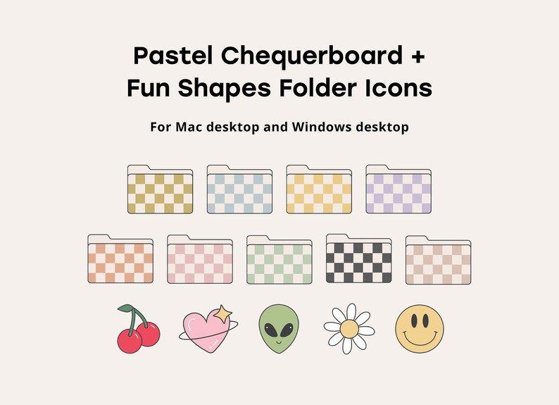 Pastel Checkered Desktop Folders for Mac and Windows Desktop ...