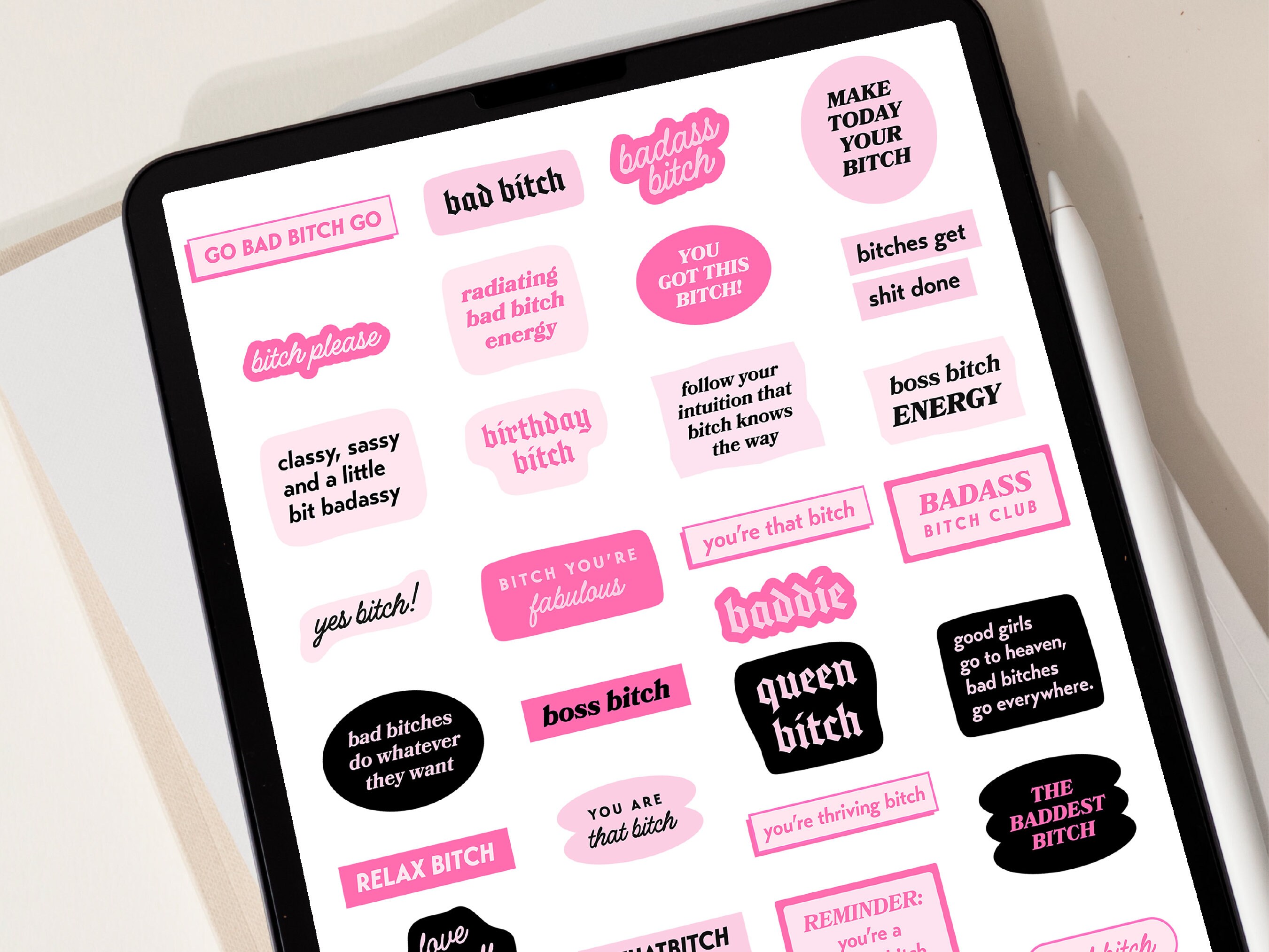 Set of 36 Profanity Bad Bitch Swear Digital Planner Stickers for ...