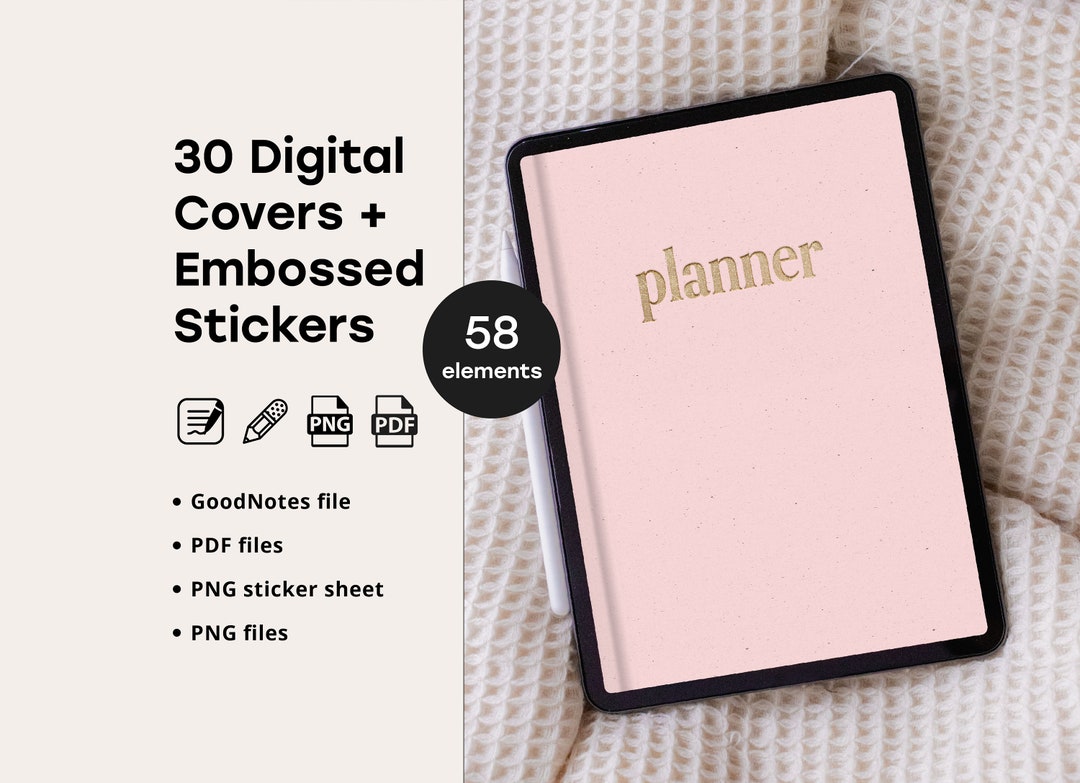 30 Digital Planner Pastel Covers With Stickers for Notability Goodnotes ...