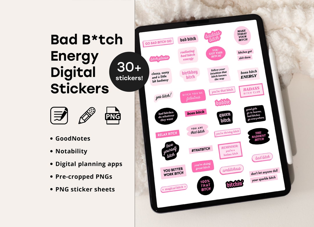 Bad Bitch Energy Digital Planner Stickers, Sassy PNG Set (goodnotes ...