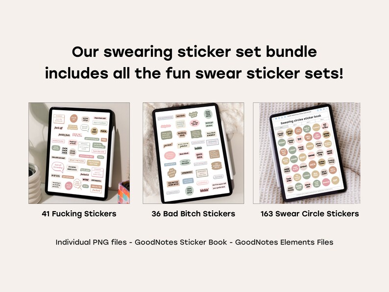 240 Digital Swearing Sticker Bundle, Precropped Pngs, Goodnotes ...