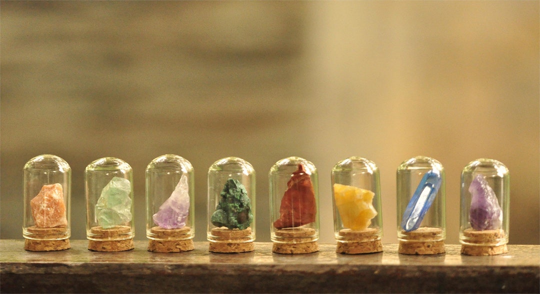 Mini Gemstone in Display Glass mini Gemstone Crystal Positive Energy ...