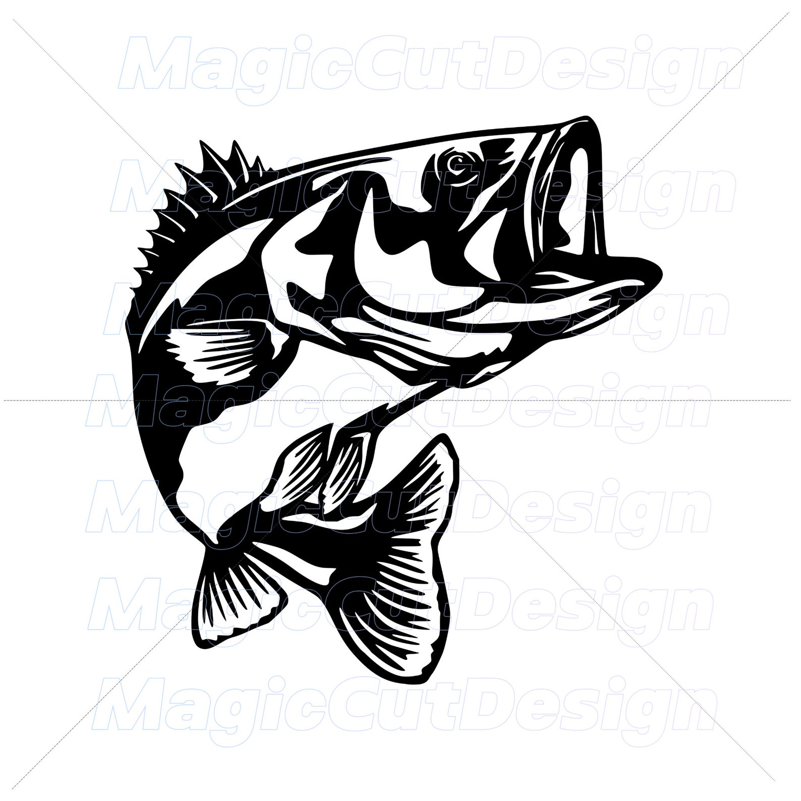 Bass Fish SVG, DXF Files for Plasma, Wood Wall Art, Metal Panel, Laser ...