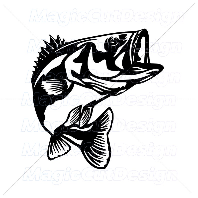 Bass Fish SVG, DXF Files for Plasma, Wood Wall Art, Metal Panel, Laser ...