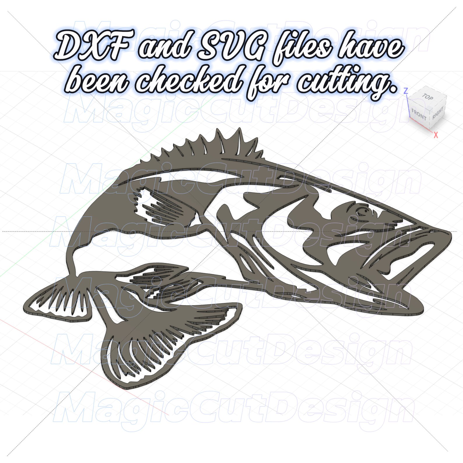 Bass Fish SVG DXF: Laser Cut Files for CNC, Cricut (digital Download ...