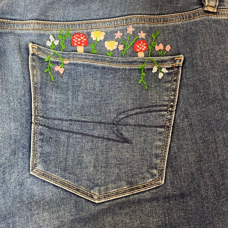 Embroidered Jeans - Etsy