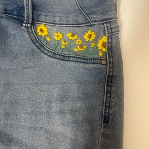 Floral Embroidered Jeans Sunflower High Rise Skinny Jean Summer Spring ...