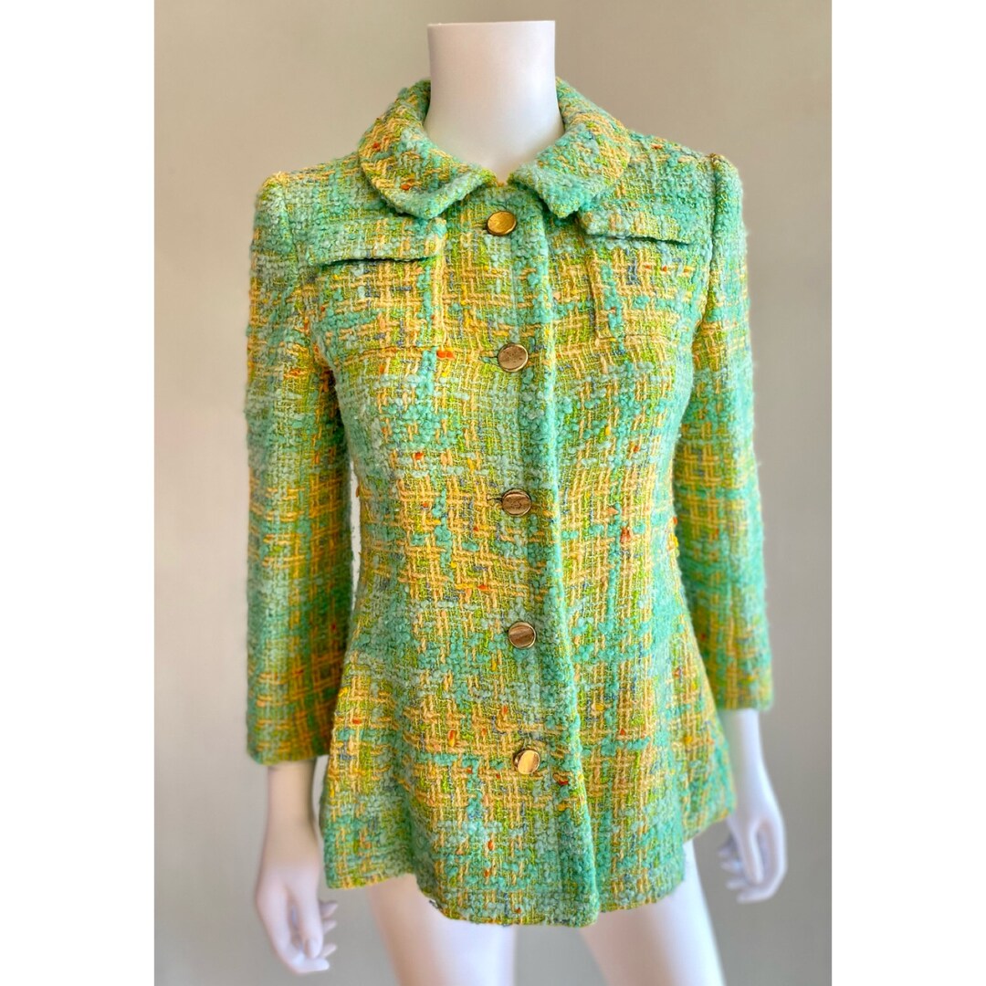1960s DAVIDOW Colorful Wool Bouclé Blazer Jacket / 60s Chic Smart ...