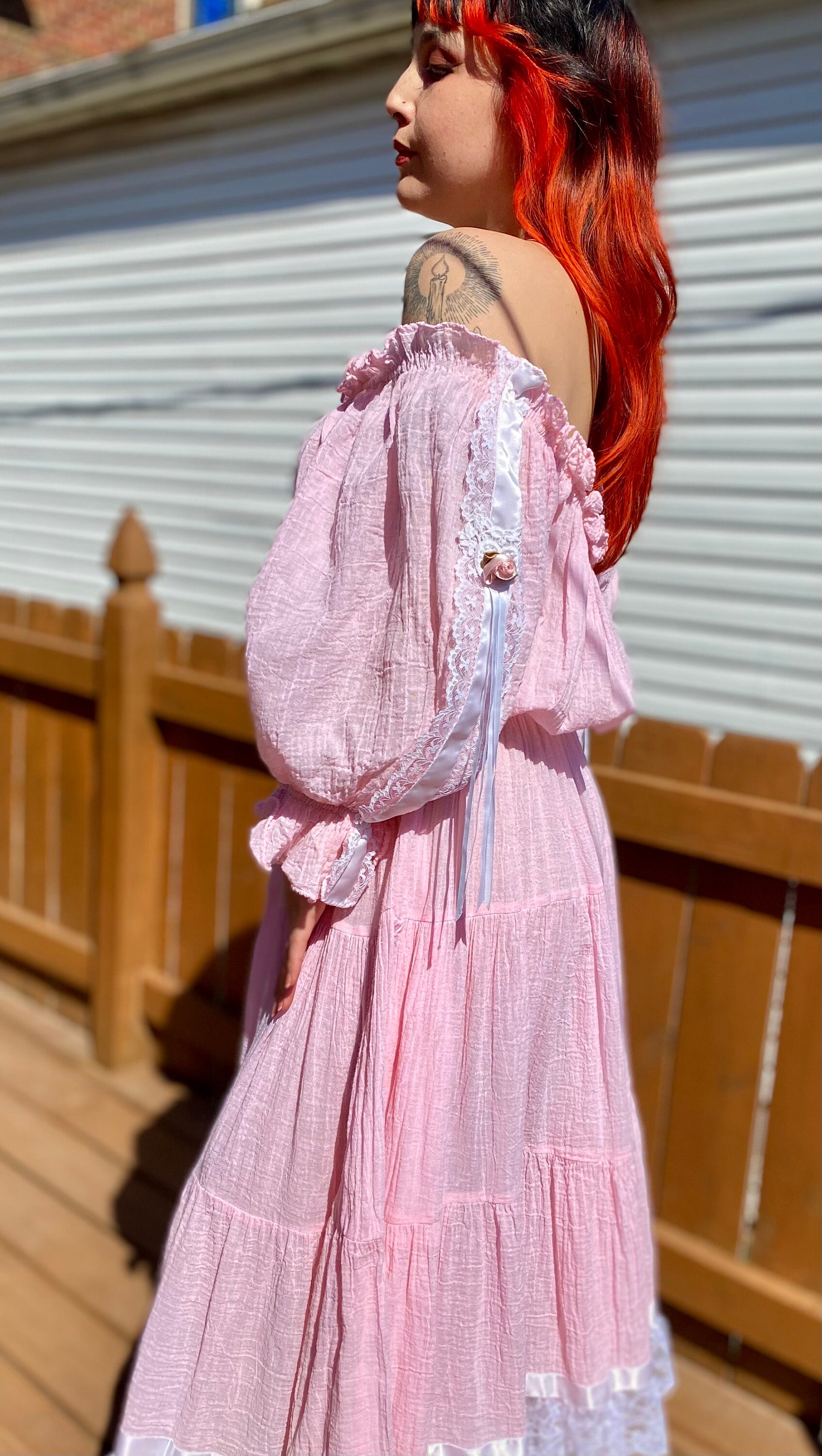 Vintage 1970s 80s ANNA KONYA Rare Pink Gauze Peasant Princess ...