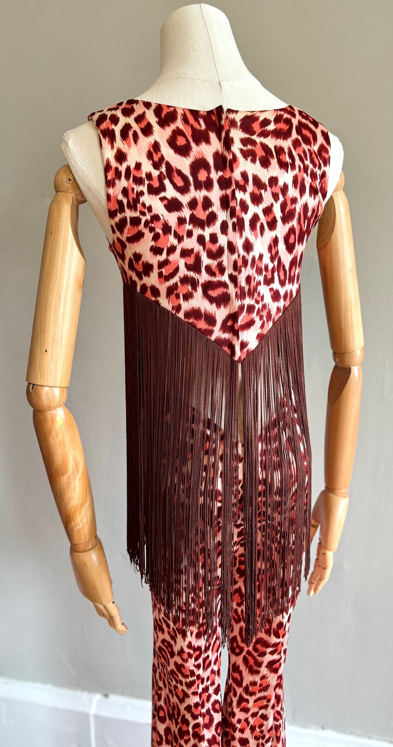 Vintage 1970s FREDERICKS of HOLLYWOOD Leopard Fringed Jumpsuit W ...