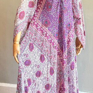 Iconic Vintage 1970s Indian Block Printed Cotton Gauze Angel Sleeve ...