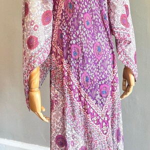 Iconic Vintage 1970s Indian Block Printed Cotton Gauze Angel Sleeve ...