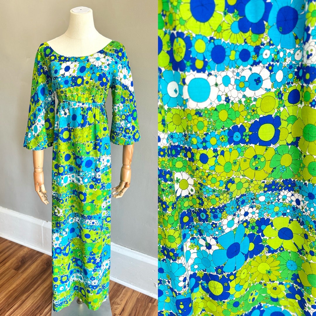 Vintage 1970s HILO HATTIE Flower Power Crazy Daisy Psychedelic Print ...