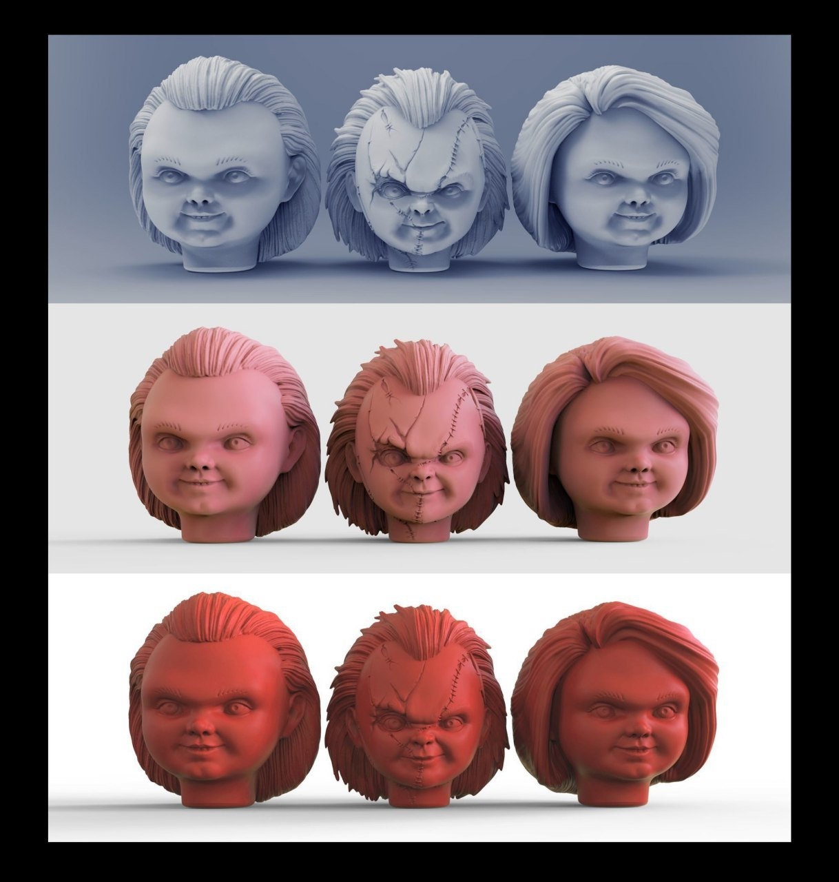 Chucky Heads Pack STL Model STL File 3D Printable Model - Etsy
