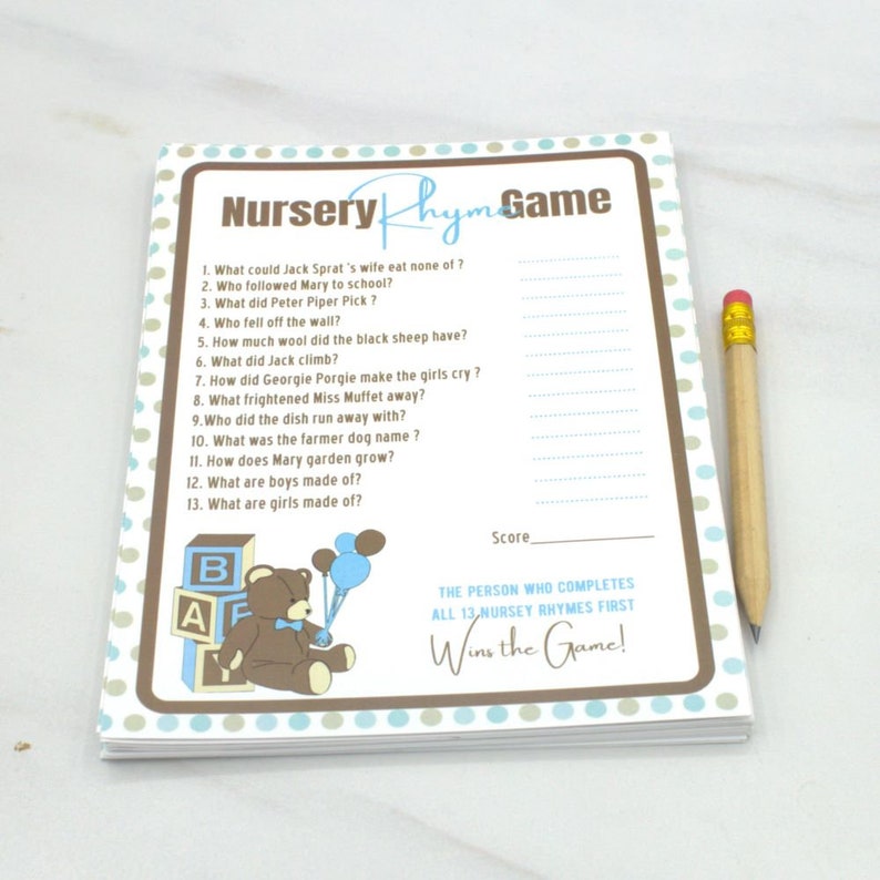 Teddy Bear Baby Shower Game Nursery Rhyme Baby Shower Game - Etsy