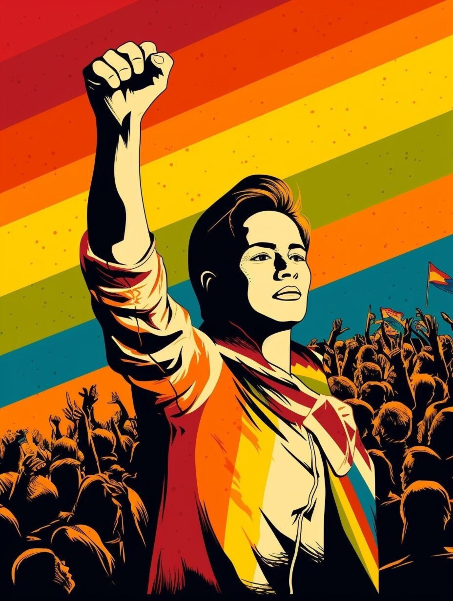 Pride Retro Rainbow Wall Art | Empower | Colorful Modern Abstract and ...