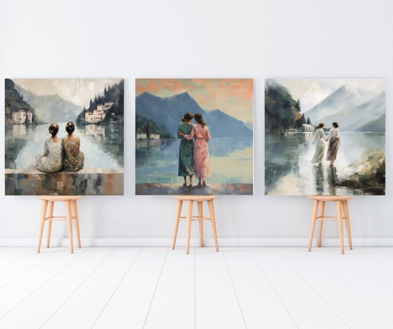 Sapphic Impressionist Style Wall Art Prints | LGBT Wlw Vintage Paint ...