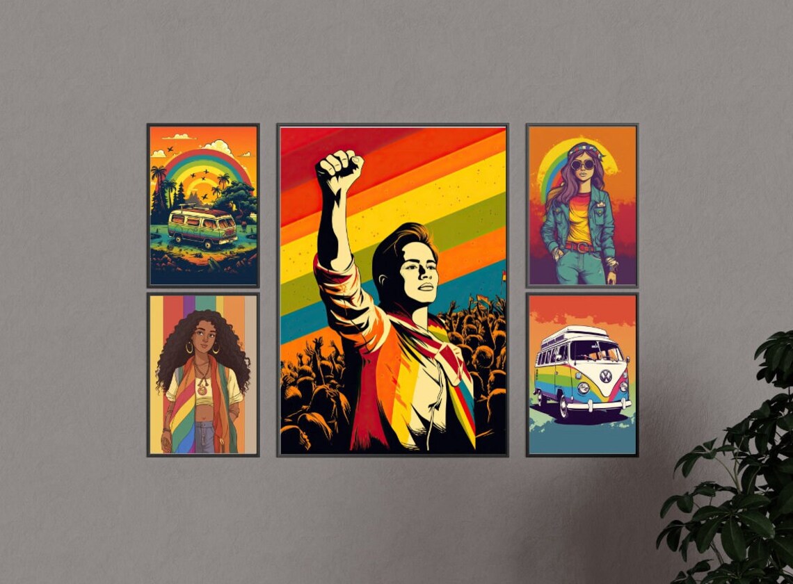 Pride Retro Rainbow Wall Art | Empower | Colorful Modern Abstract and ...