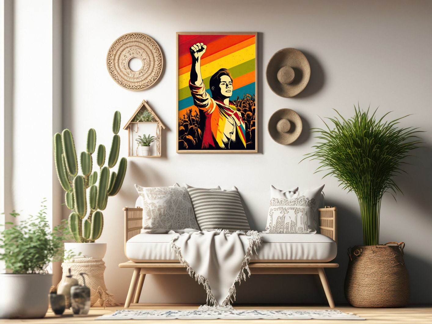 Pride Retro Rainbow Wall Art | Empower | Colorful Modern Abstract and ...