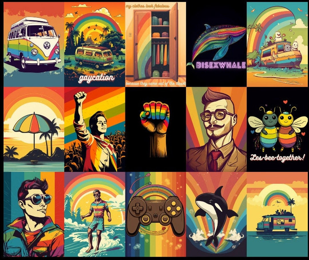 Set of 16 Printable Pride Cards | Instant Downloads | LGBTQ Retro ...