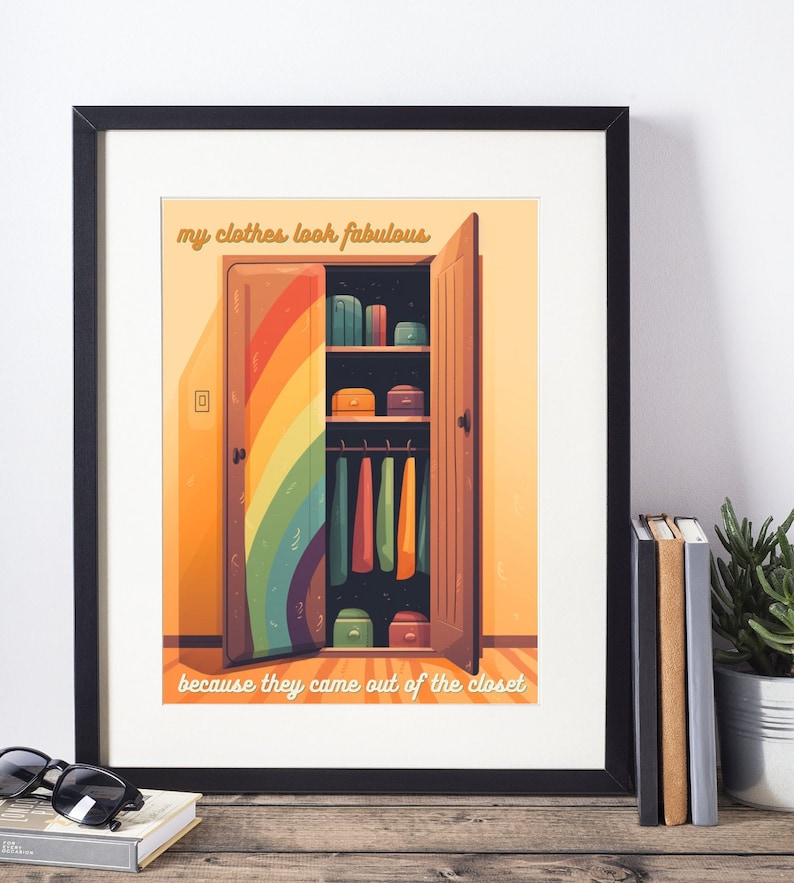 Pride Retro Rainbow Wall Art | Came Out of the Closet | Modern Abstract ...