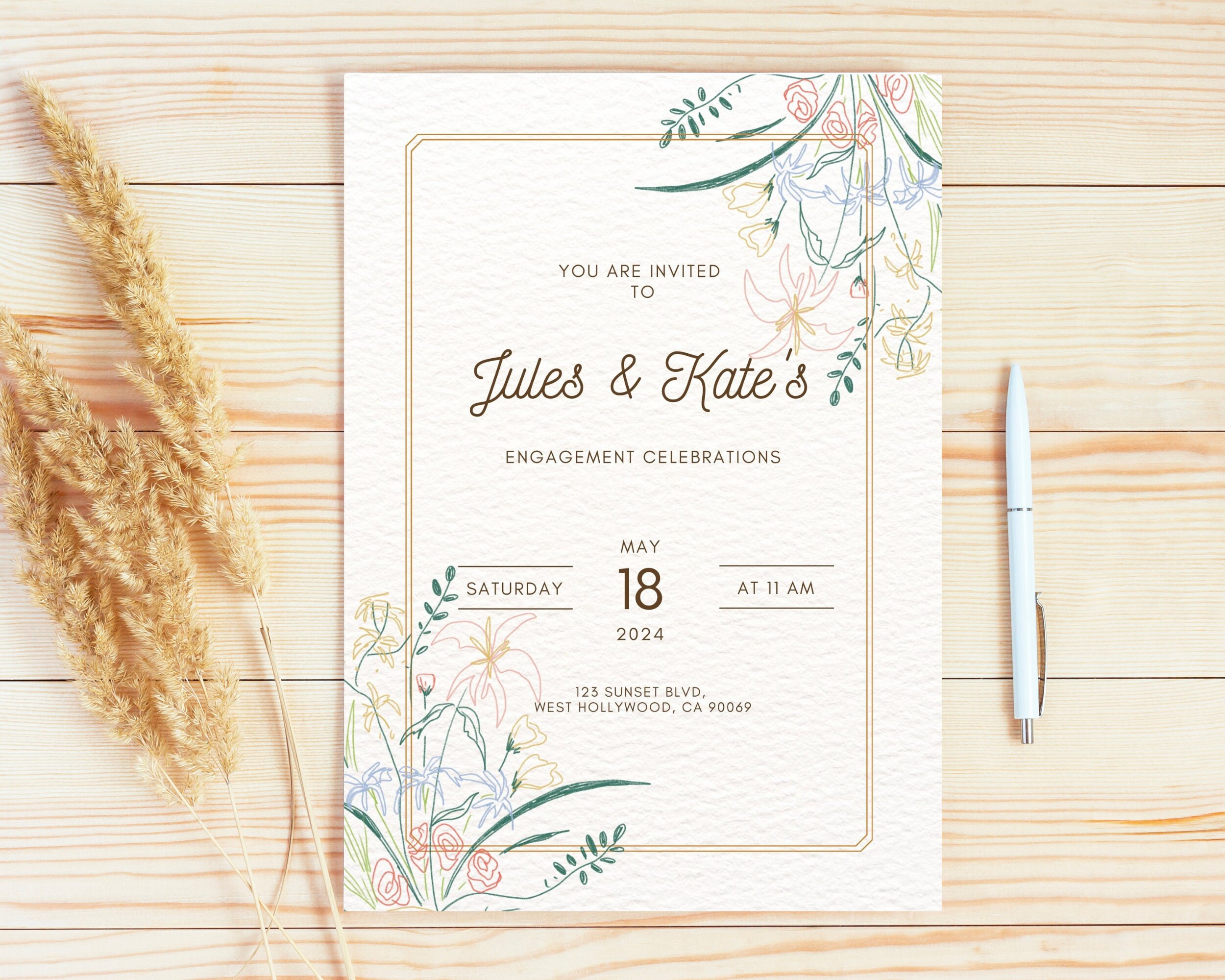 Customizable Invitation Card, Digital File, White, E-invite Card ...