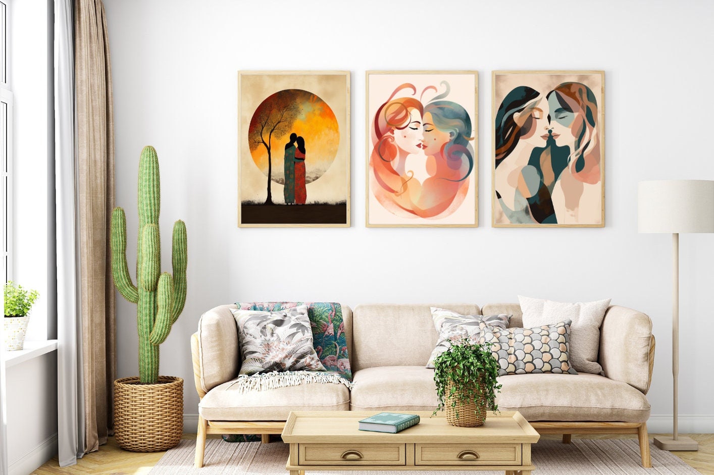 Set of 3 Sapphic Boho Wall Prints | LGBT Wlw Vintage Sapphic Home Art ...