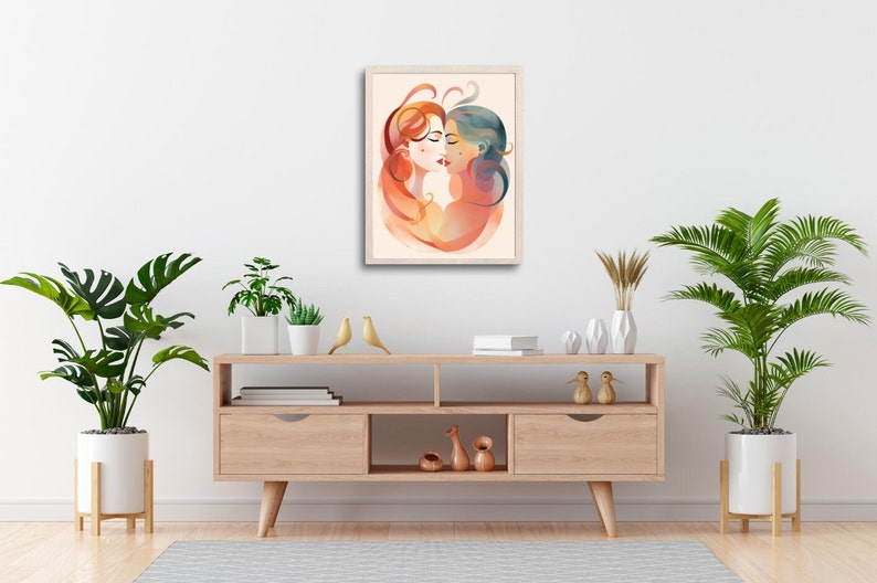 Set of 3 Sapphic Boho Wall Prints | LGBT Wlw Vintage Sapphic Home Art ...
