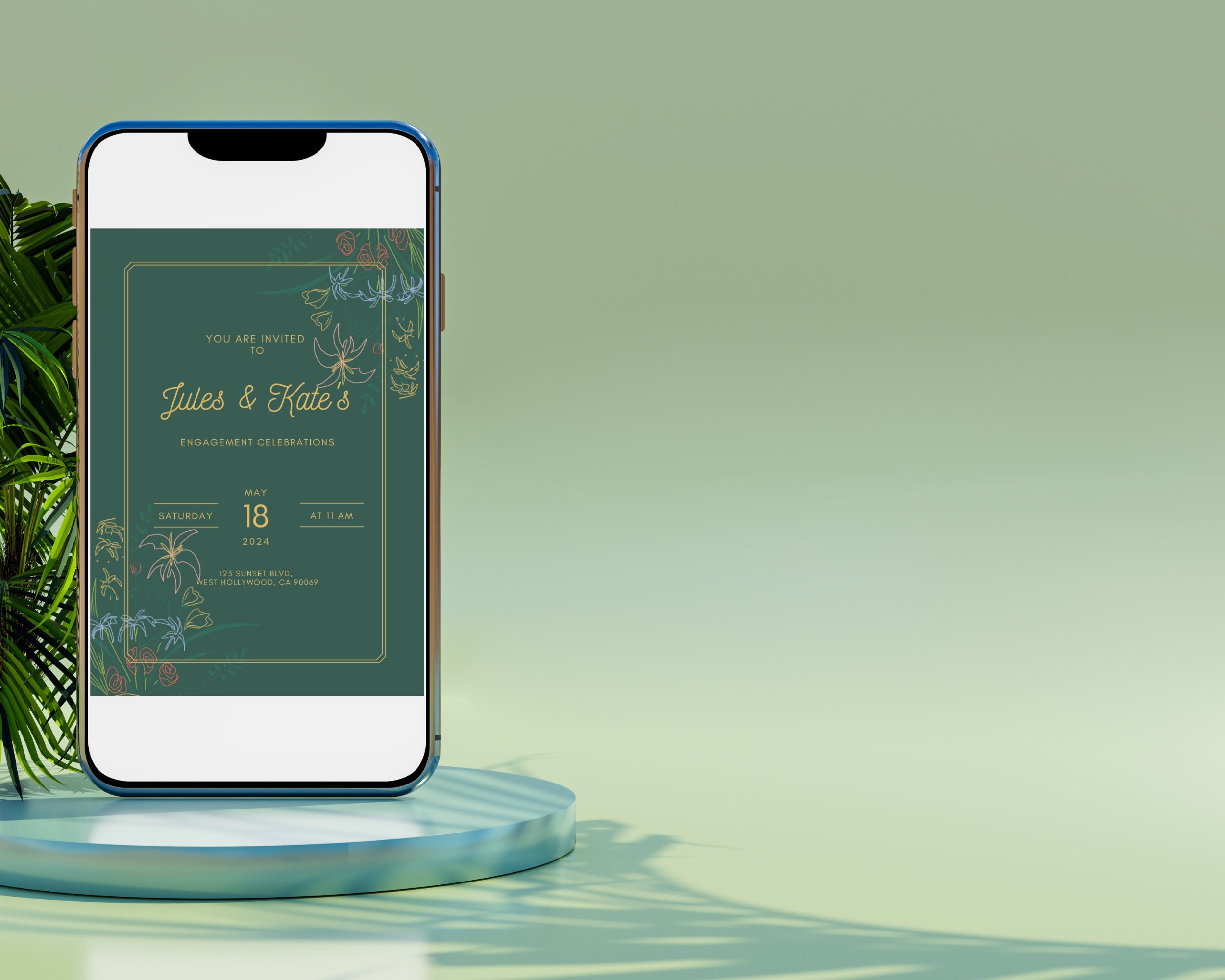 Customizable Invitation Card, Digital File, Green, E-invite Card ...