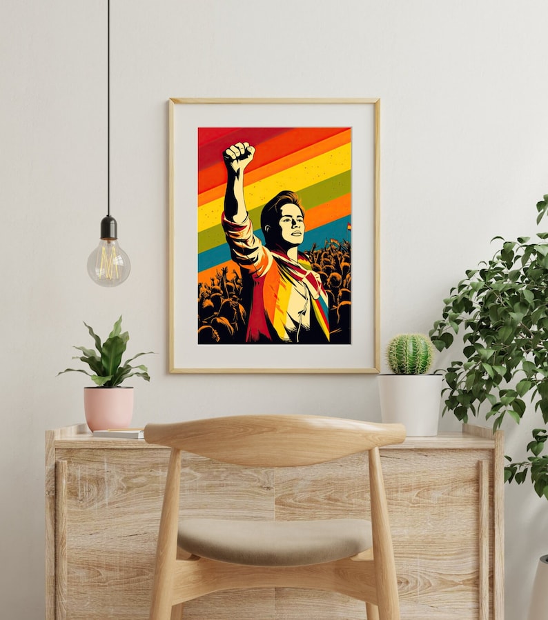 Pride Retro Rainbow Wall Art | Empower | Colorful Modern Abstract and ...