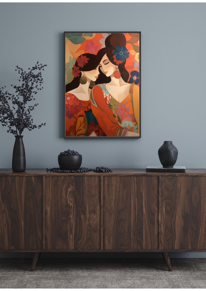 Set of 3 Sapphic Wall Deco Prints Boho Style LGBT Wlw Vintage Home Art Queer Women Couple ...