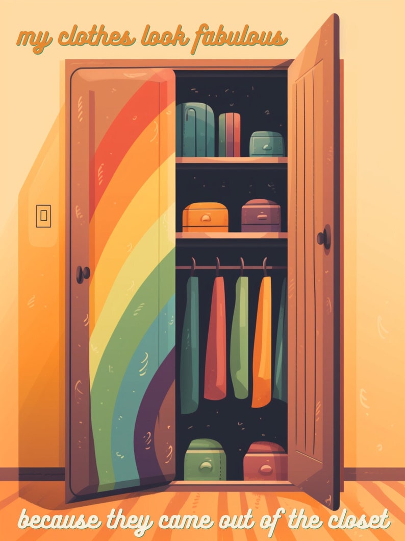 Pride Retro Rainbow Wall Art | Came Out of the Closet | Modern Abstract ...