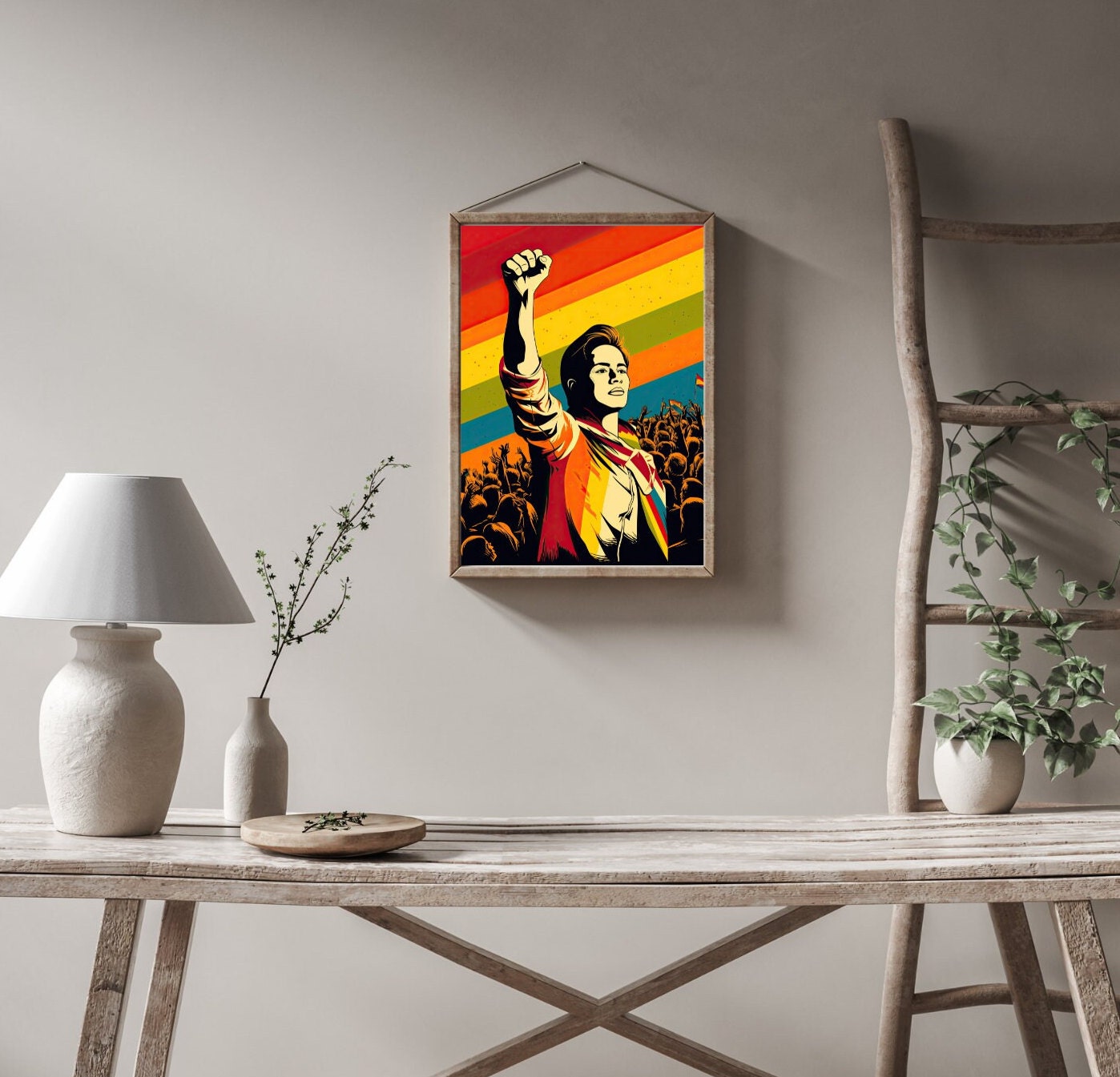 Pride Retro Rainbow Wall Art | Empower | Colorful Modern Abstract and ...