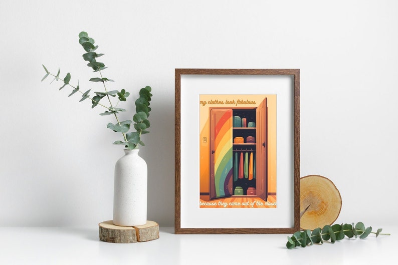 Pride Retro Rainbow Wall Art | Came Out of the Closet | Modern Abstract ...