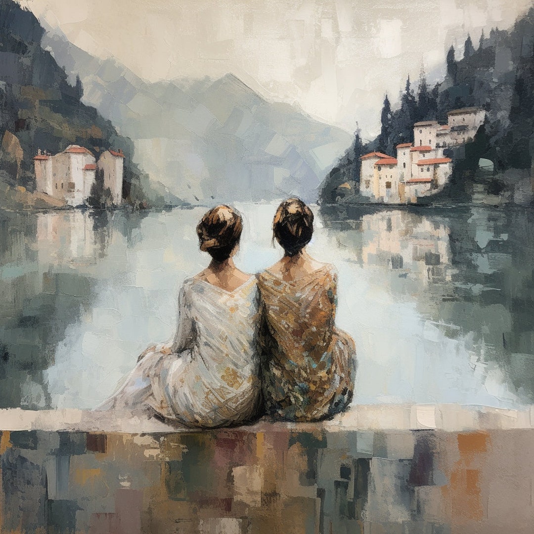 Sapphic Impressionist Style Wall Art Prints | LGBT Wlw Vintage Paint ...