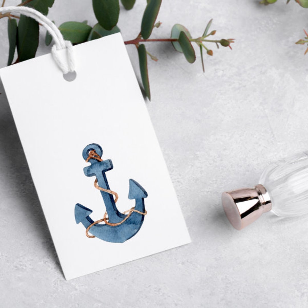 Beach-themed Gift Tags: Retro Anchor, Coastal Party Favors - Etsy