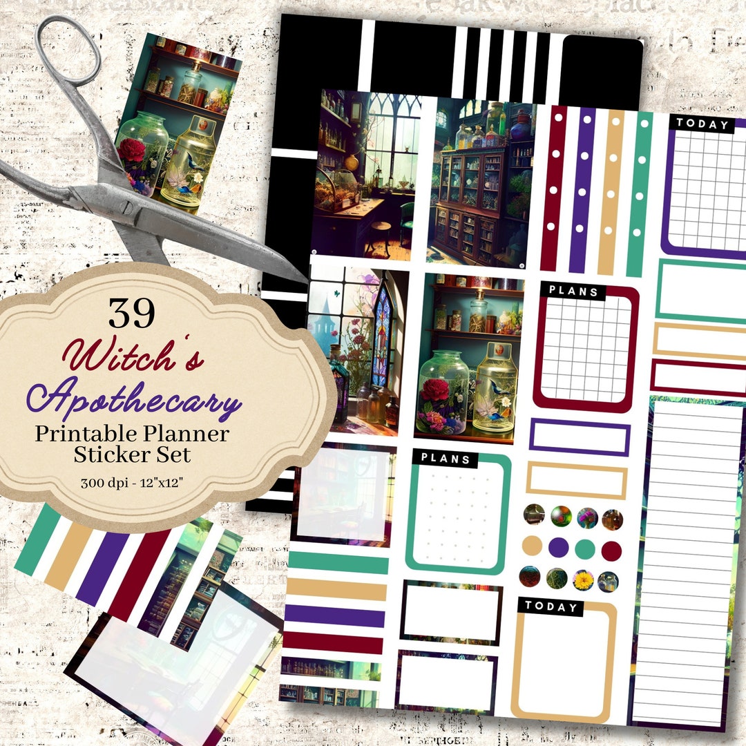 Witch Apothecary Printable Stickers, Pagan Scrapbook, Specimen Jar ...