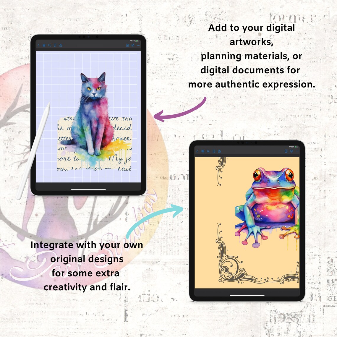 Rainbow Watercolor Animal Clipart Witch Familiar Art - Etsy