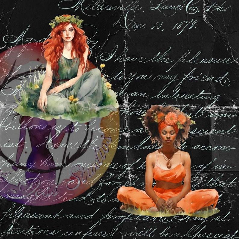 Watercolor Flower Crown Clipart, Summer Solstice, Litha, Witchy ...