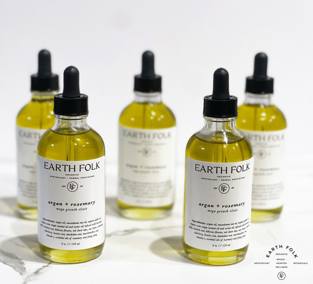 Rosemary Hair Oil - Argan + Rosemary Mega Growth Elixir, Hair Growth ...